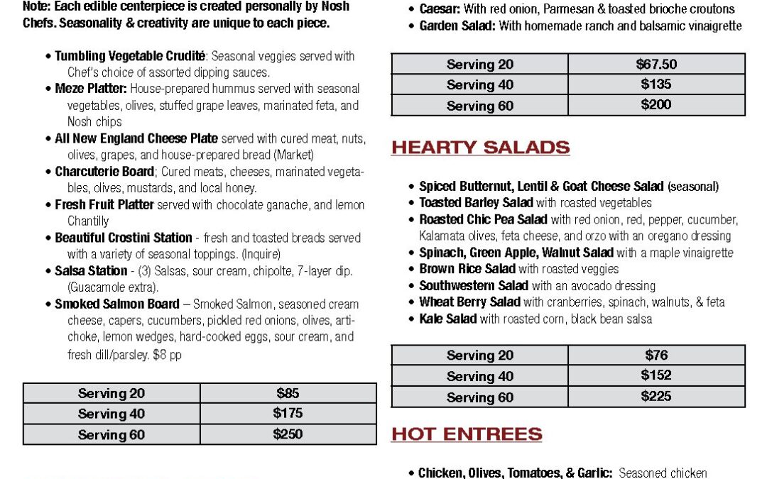 Buffet Final Menu 2022 | NoshSpringfield